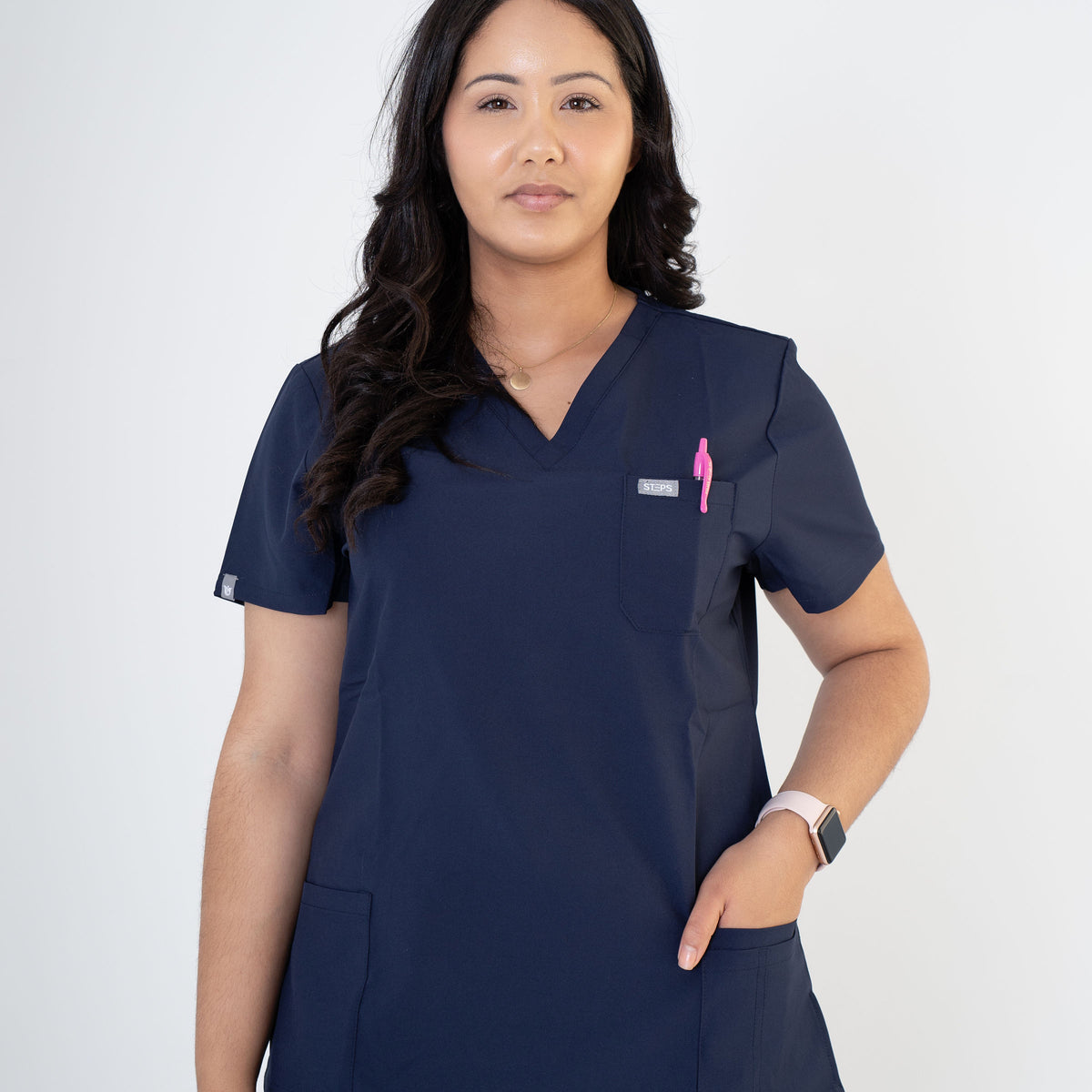 Midnight Navy Ella Three-Pocket Scrub Top and Eva Jogger Set – STEPS SCRUBS